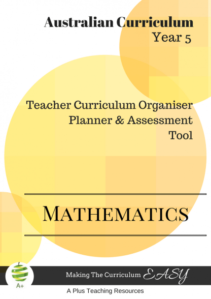 Year 5 Australian Curriculum Maths Organiser- For A Plus Teachers!