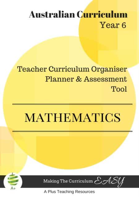 Year 6 Australian Curriculum Maths Organiser- For A Plus Teachers!