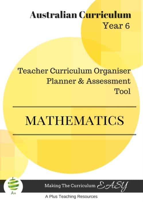 Year 6 Australian Curriculum Maths Organiser- For A Plus Teachers!