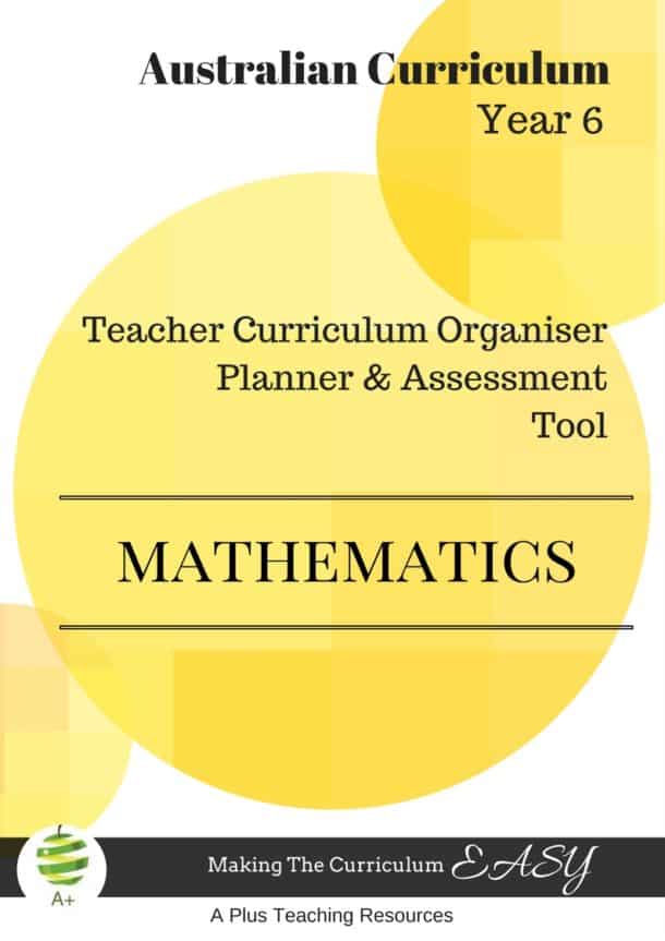 Year 6 Australian Curriculum Maths Organiser- For A Plus Teachers!