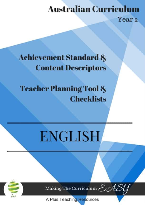 Australian Curriculum Checklists English Year 2 - By A Plus Teaching ...