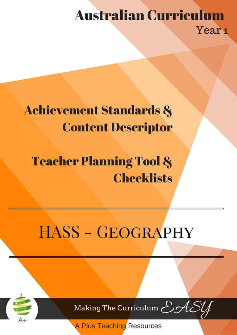 Australian Curriculum Editable Checklists Year 1 Geography