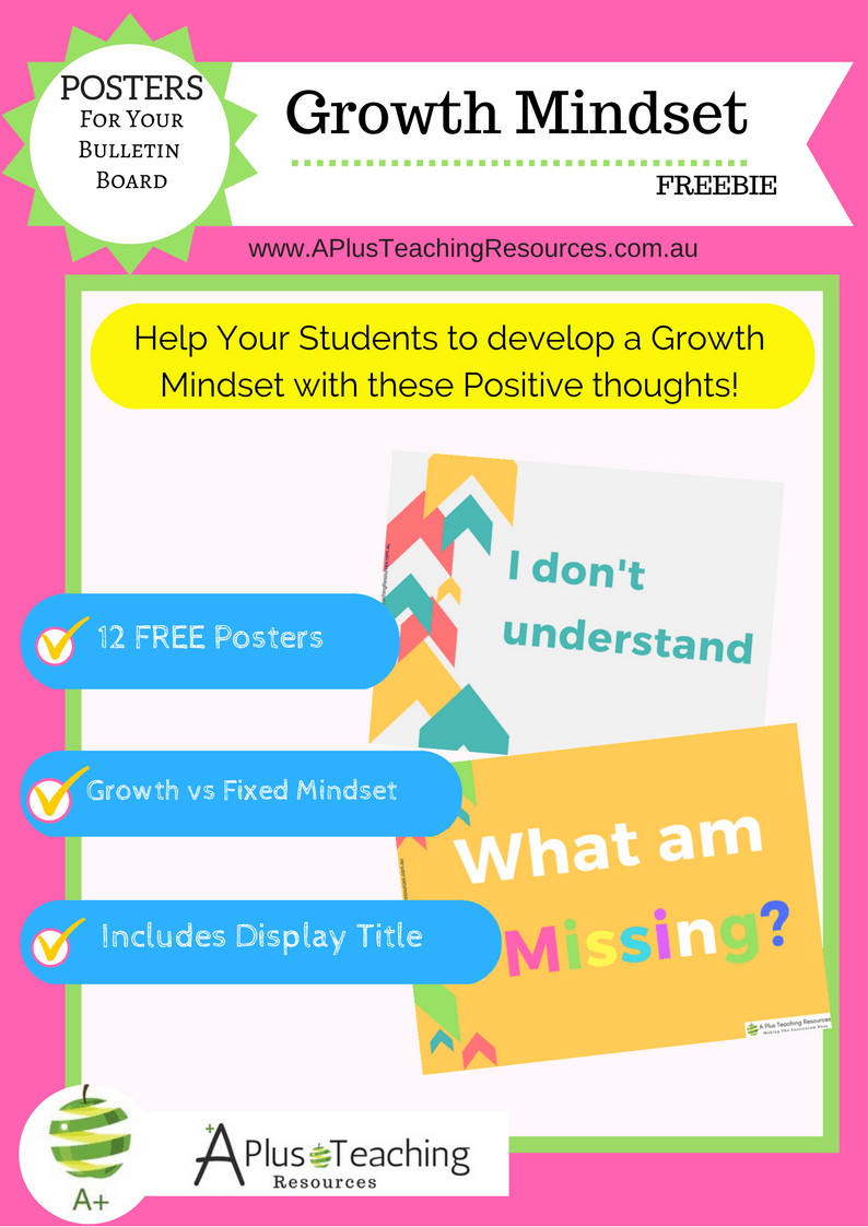 Growth Mindset Teaching Resources FREE Bulletin Board Posters