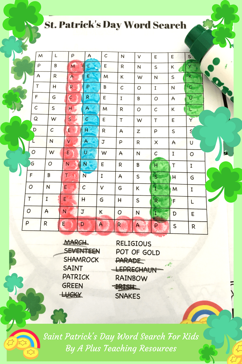 Saint Patricks Day Word Search | A Plus Teaching Resources