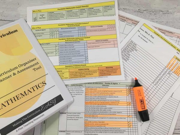 Australian Curriculum Organiser Maths Foundation: Planning For Teachers