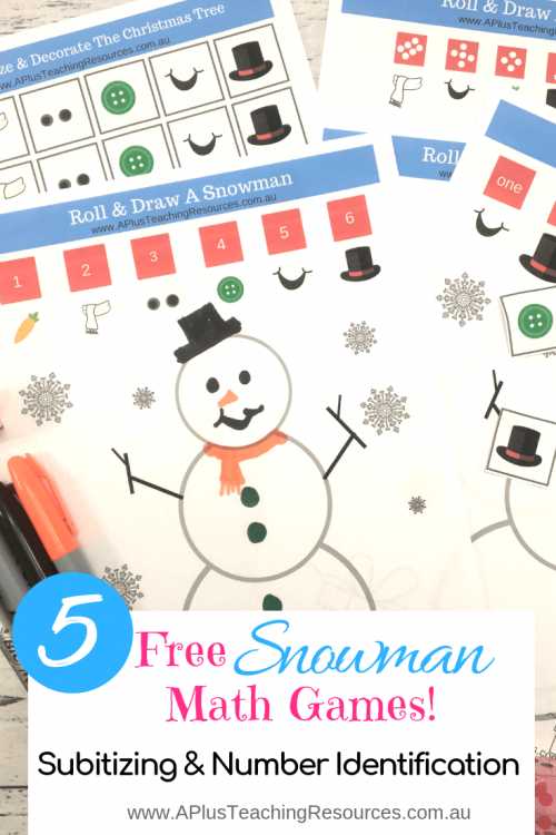 Snowman Subitizing Games {5 FREE Math Games}