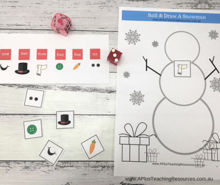 Roll-A-Dice Snowman Math Game {Subitizing & Number Recognition}