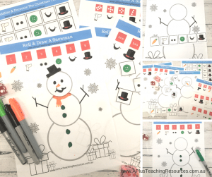 Roll-A-Dice Snowman Math Game {Subitizing & Number Recognition}