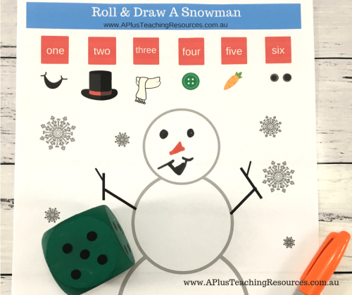 Roll-A-Dice Snowman Math Game {Subitizing & Number Recognition}