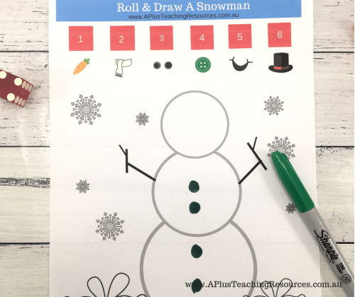 Roll-A-Dice Snowman Math Game {Subitizing & Number Recognition}