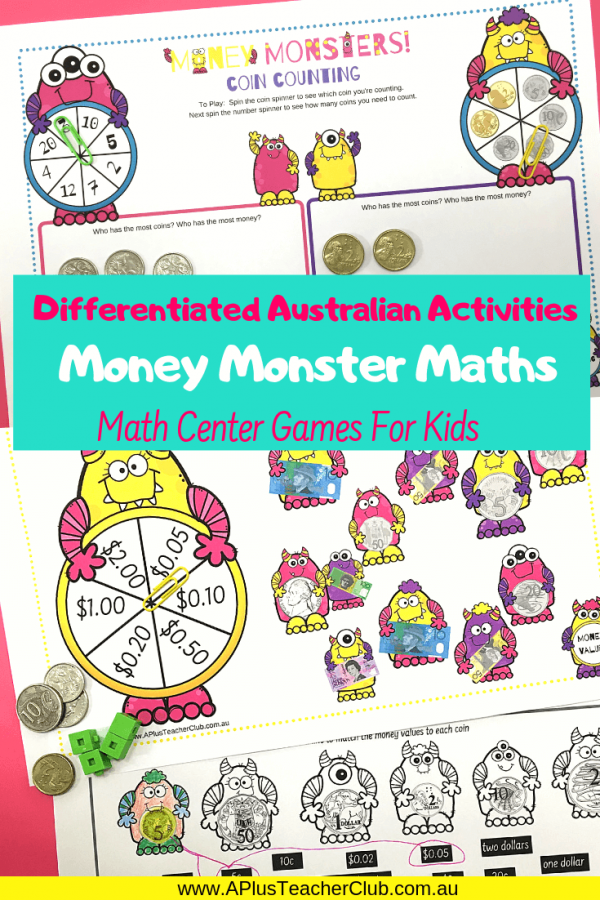 Australian Money Math Center Games {Monster Fun!}