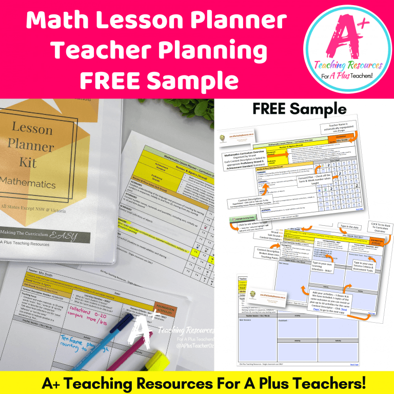 Lesson Planner FREE Sample | A Plus Teaching Resources