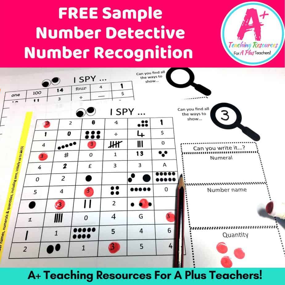 Number Recognition Detective Activities - By A Plus Teaching Resources