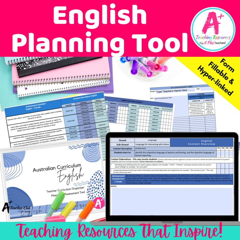 Year 4 Australian Curriculum English Organiser: Teacher Organiser