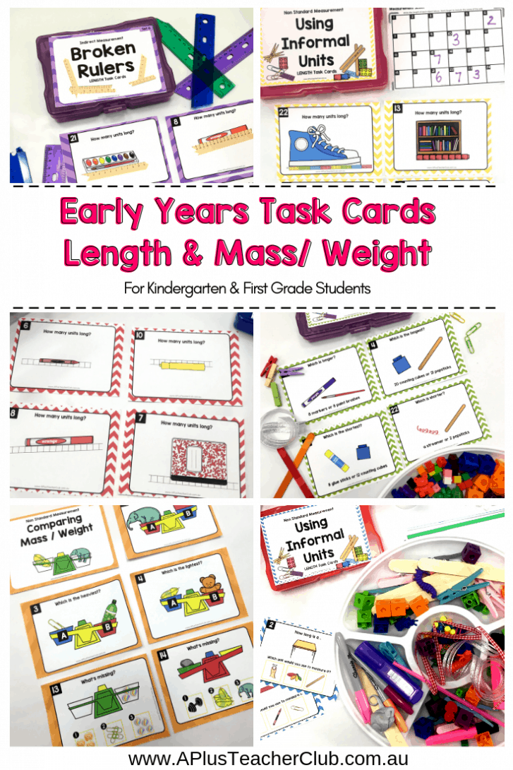 Measuring Length & Mass Task Cards | A Plus Teaching Resources