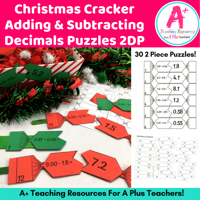 Decimal Christmas Math Games {Add & Subtract Crackers 2DP}