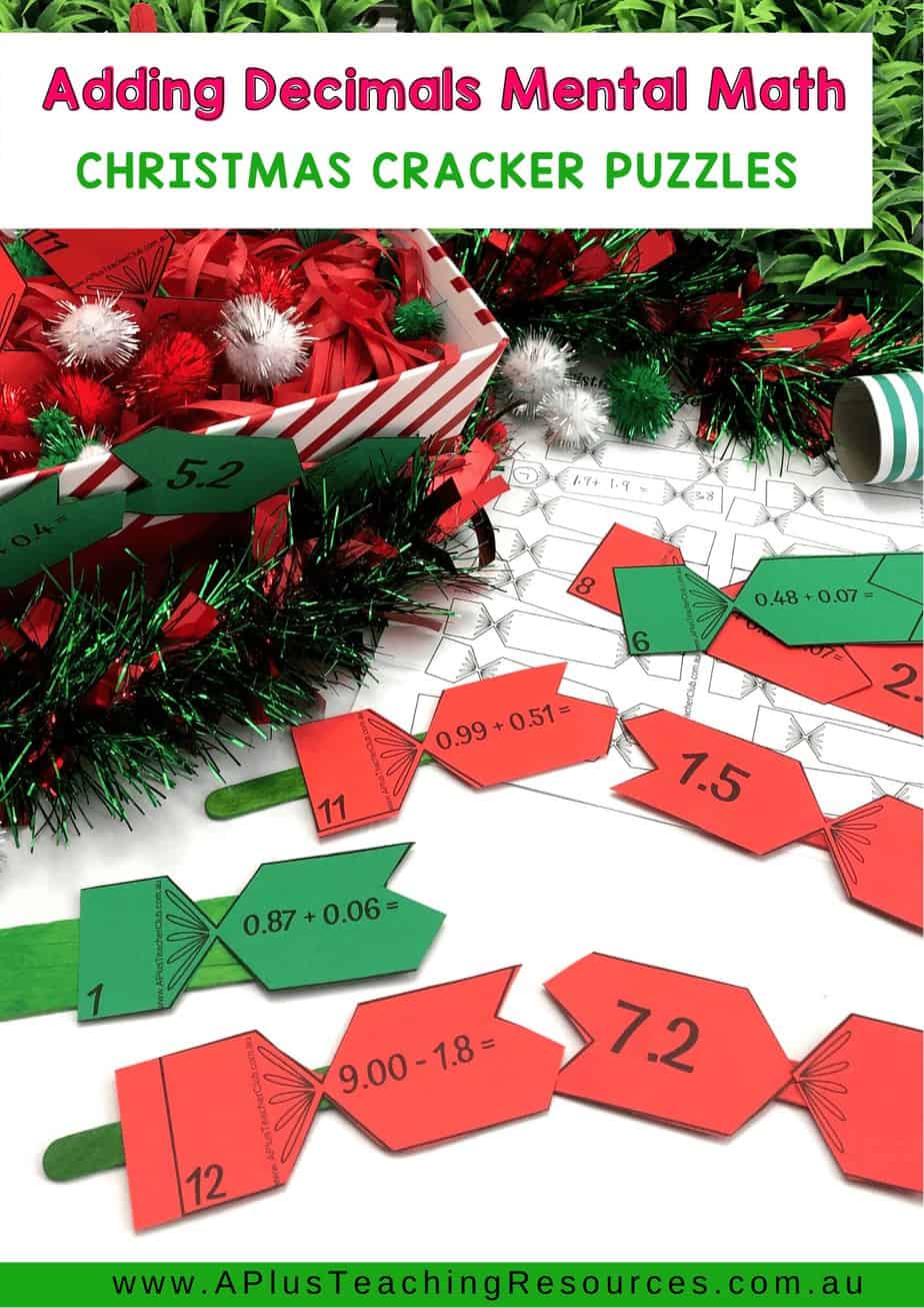 Decimal Christmas Math Games {Add & Subtract Crackers 2DP}