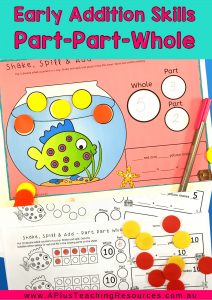 Kindergarten Addition Math Game {SHAKE n SPILL}