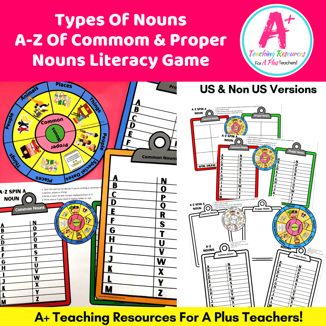 Types of Nouns Literacy Center Game | A Plus Teaching Resources