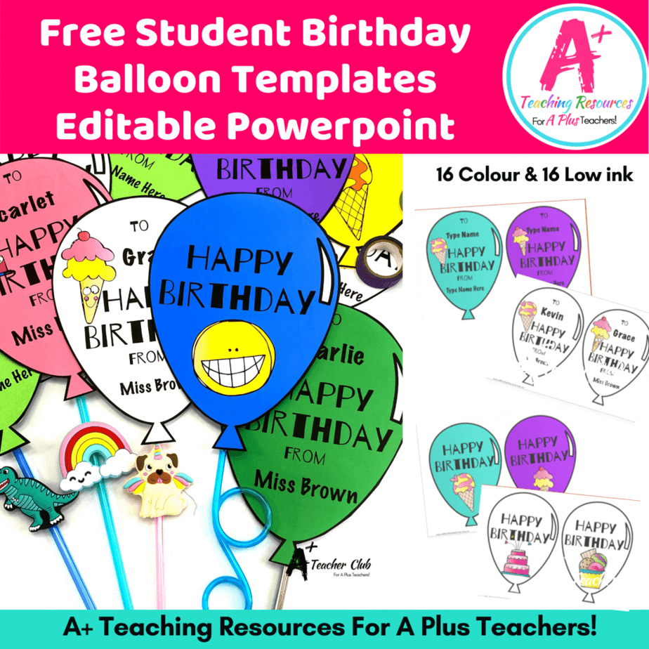 Free Birthday Balloon Templates | A Plus Teaching Resources