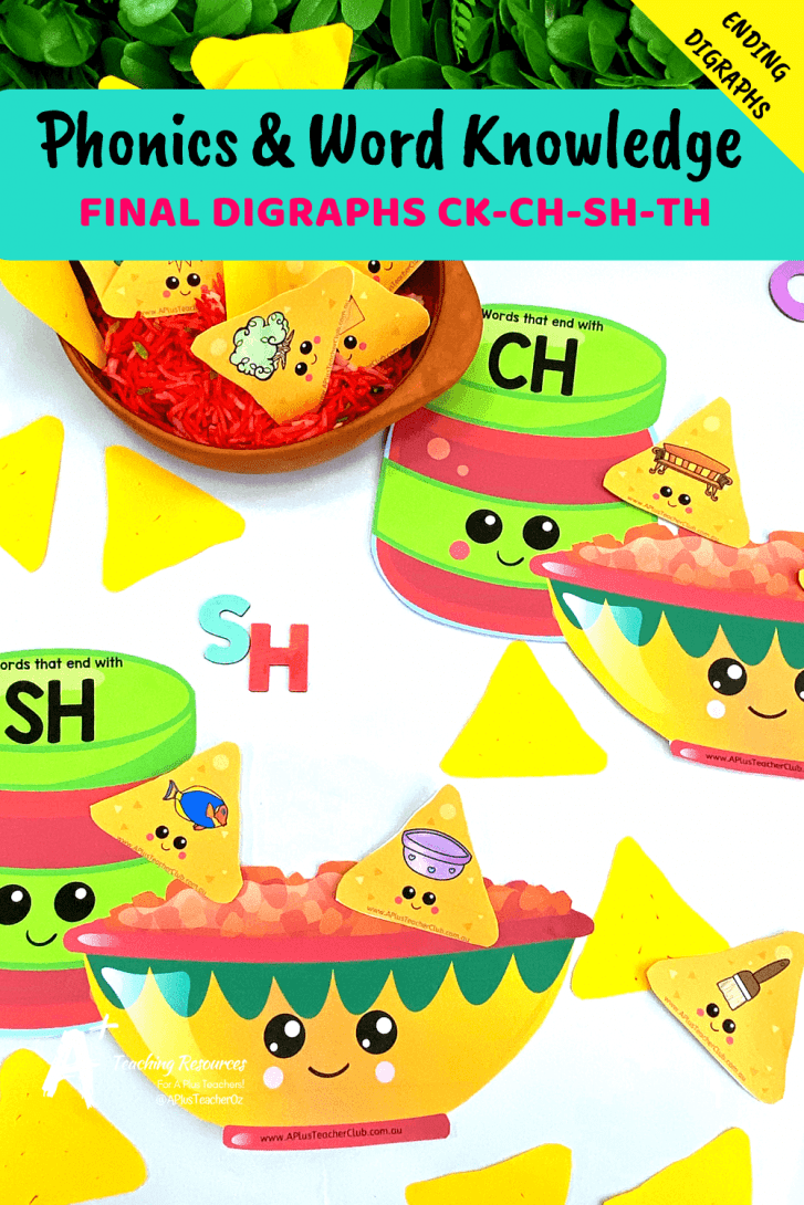 Digraphs Literacy Resources {Final SH-CH-CK-Th Sounds} | A+