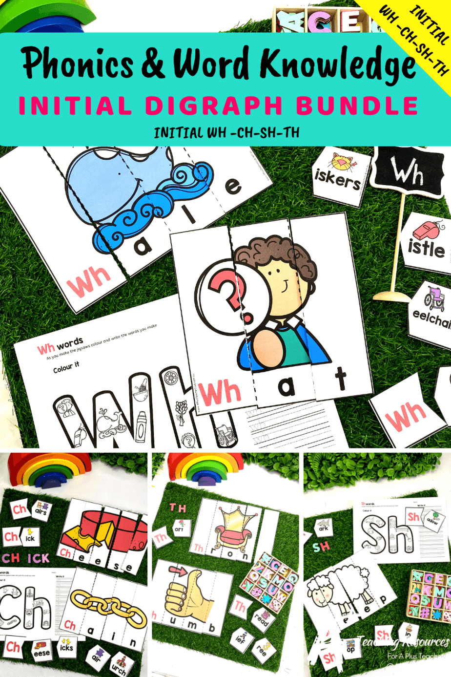 Initial Digraph Puzzles Literacy Resource BUNDLE {SH-CH-WH-Th} A+