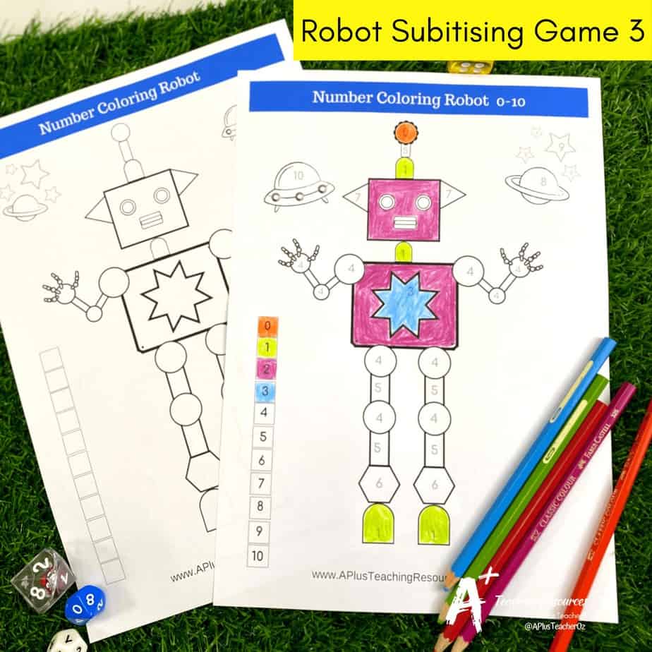 Free Number Colouring Math Game For Kids {Robot Fun!}