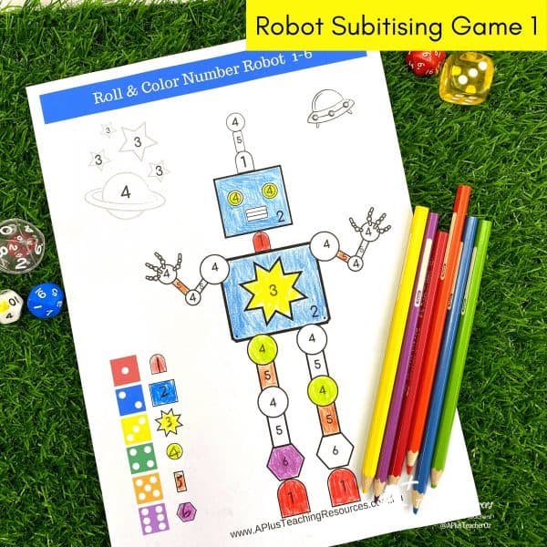 Free Number Colouring Math Game For Kids {Robot Fun!}
