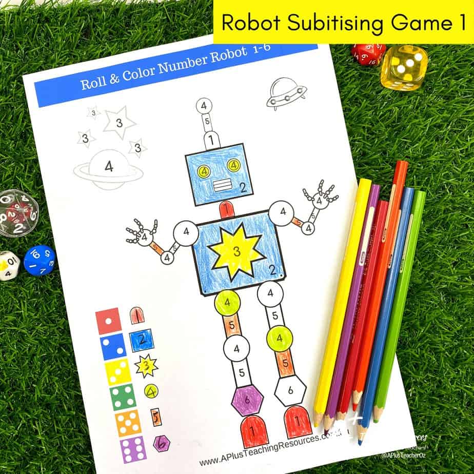 Free Number Colouring Math Game For Kids {Robot Fun!}